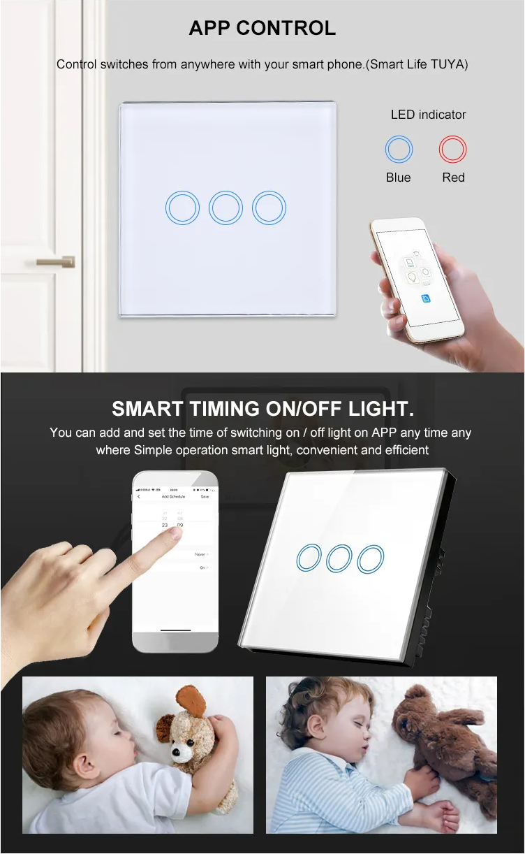Smart 3 Gang Touch Switch (Circle) – Ekoswitch